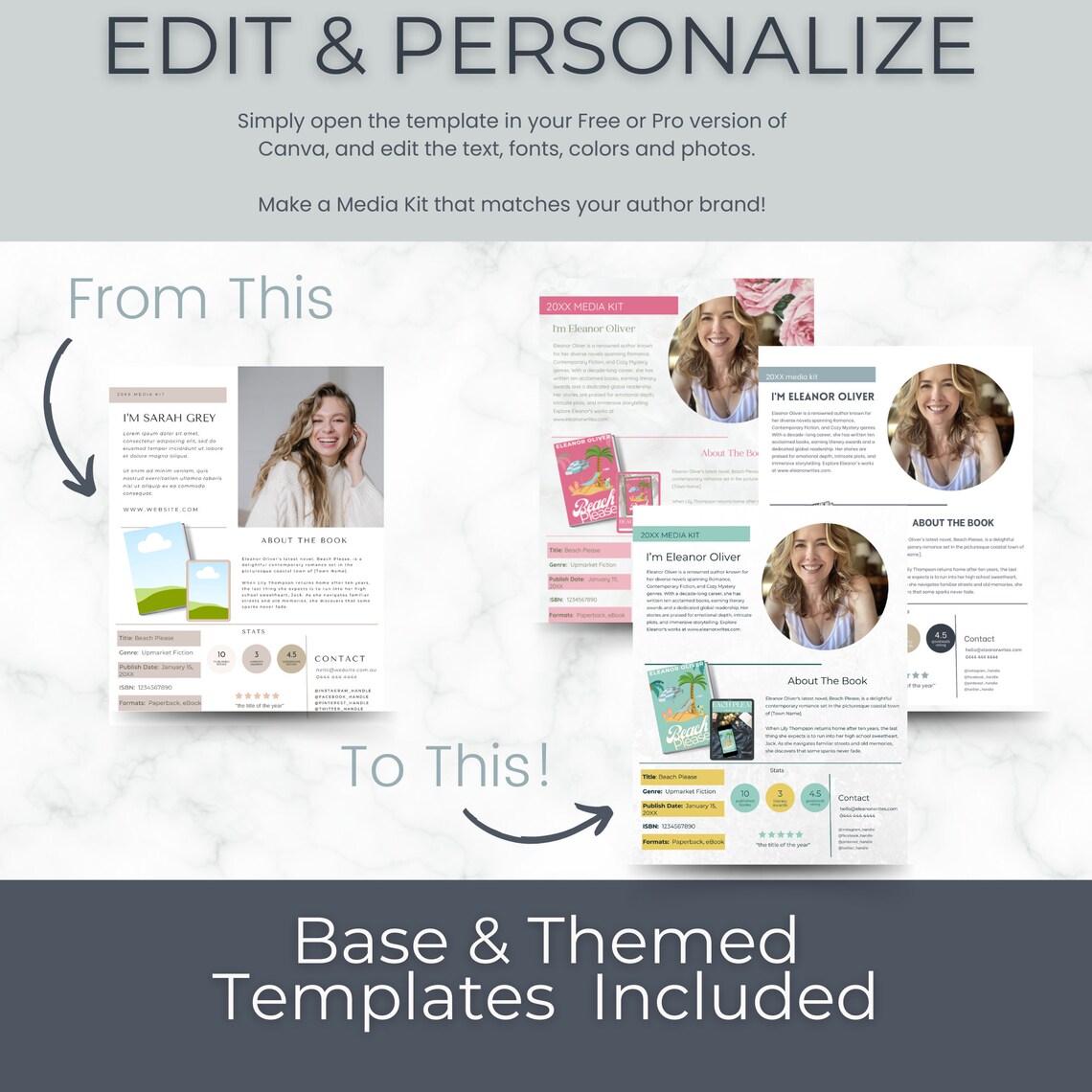 Author One Sheet, Canva Template, Media Kit Template, Author Canva ...