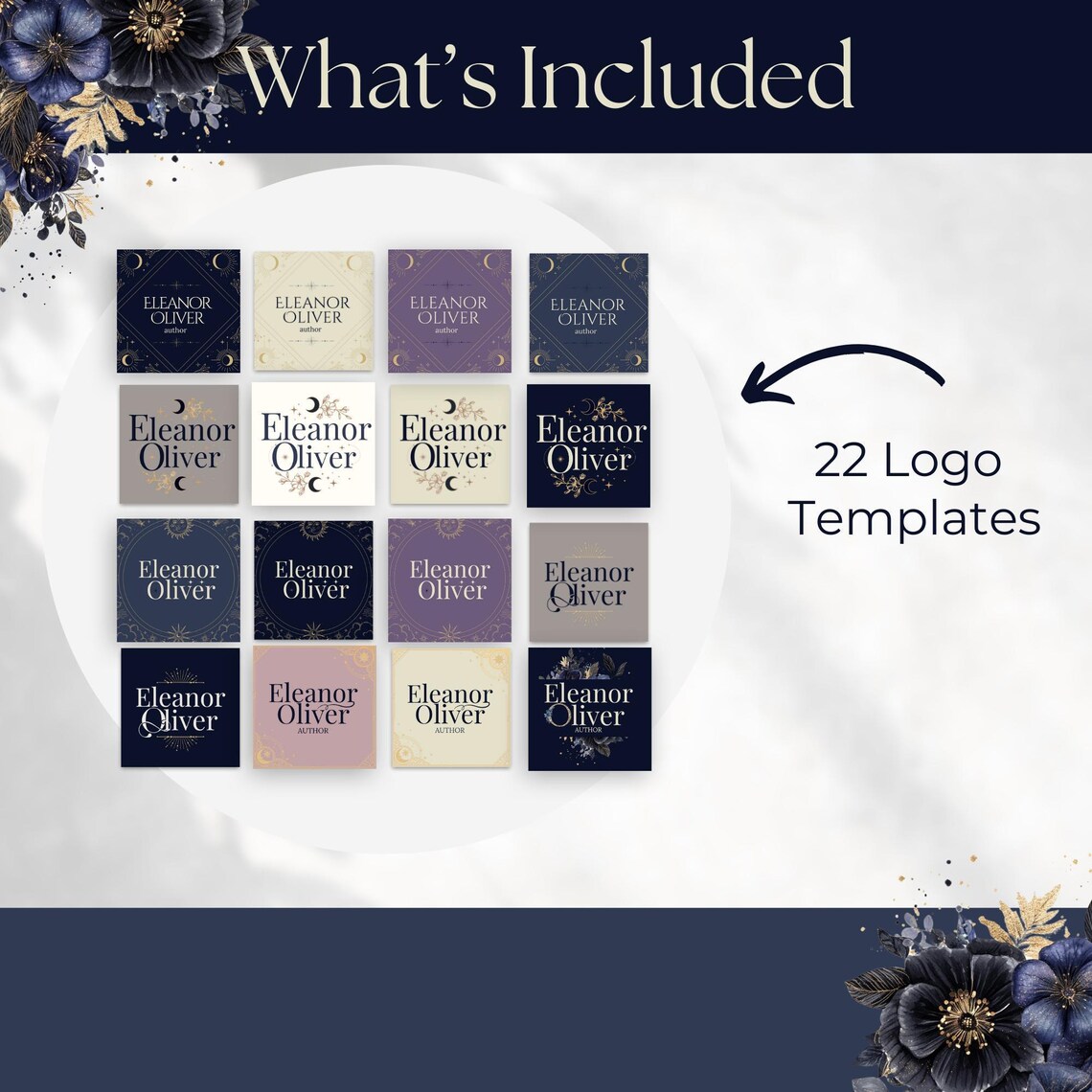 Romance Author Logo | Celestial Romantasy Logo Kit | Canva Templates ...