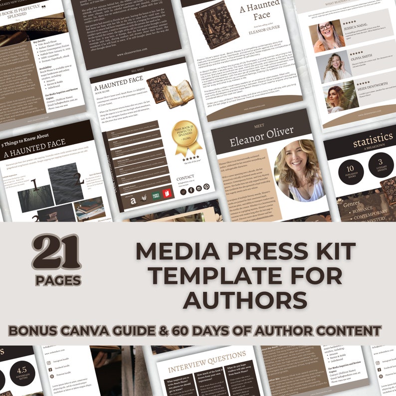 Dark Academia Media Kit, Canva Template, Media Kit Template, Author ...