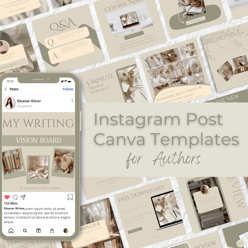 WRITER INSTAGRAM Template | Author Canva Template | Social Media Posts ...