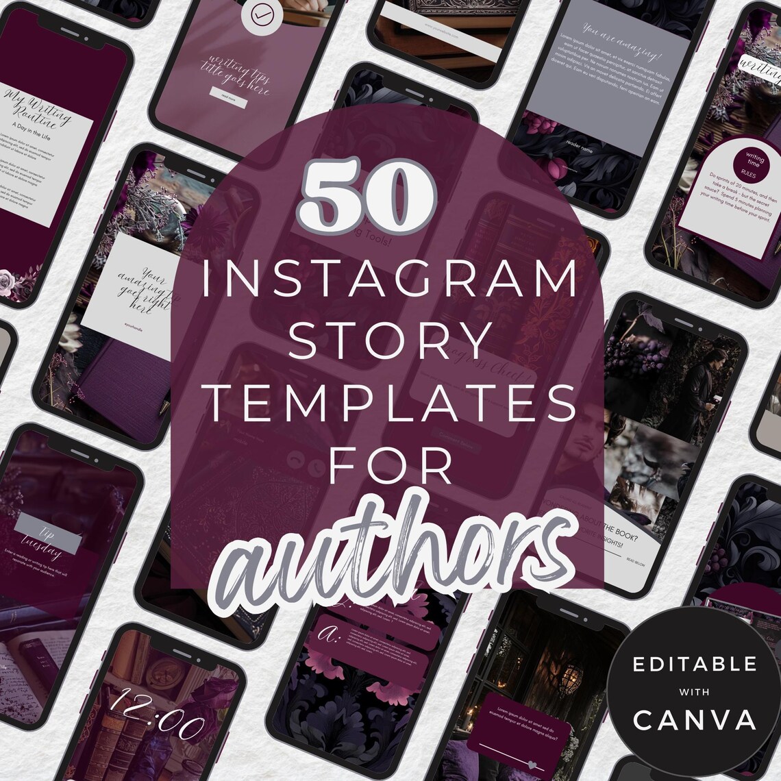Author Instagram Stories, Dark Academia Bookstagram Templates, Social ...