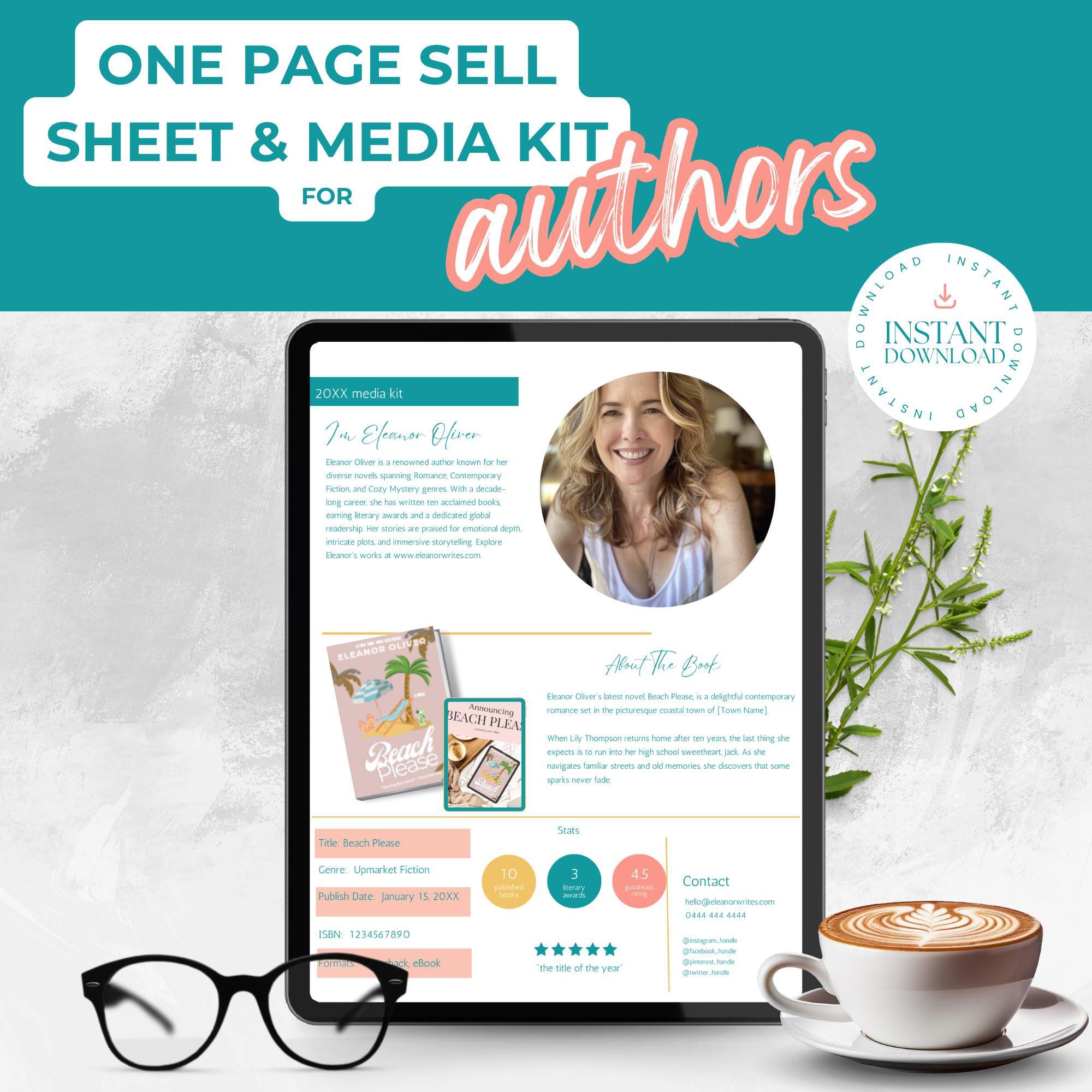 Author Media Kit, Media Kit Template, Speaker One Sheet Template Canva ...