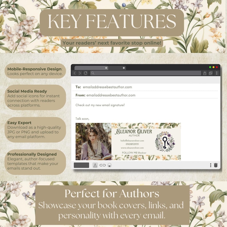 Cottagecore Email Signature Templates | Canva Author Branding, Bookish ...