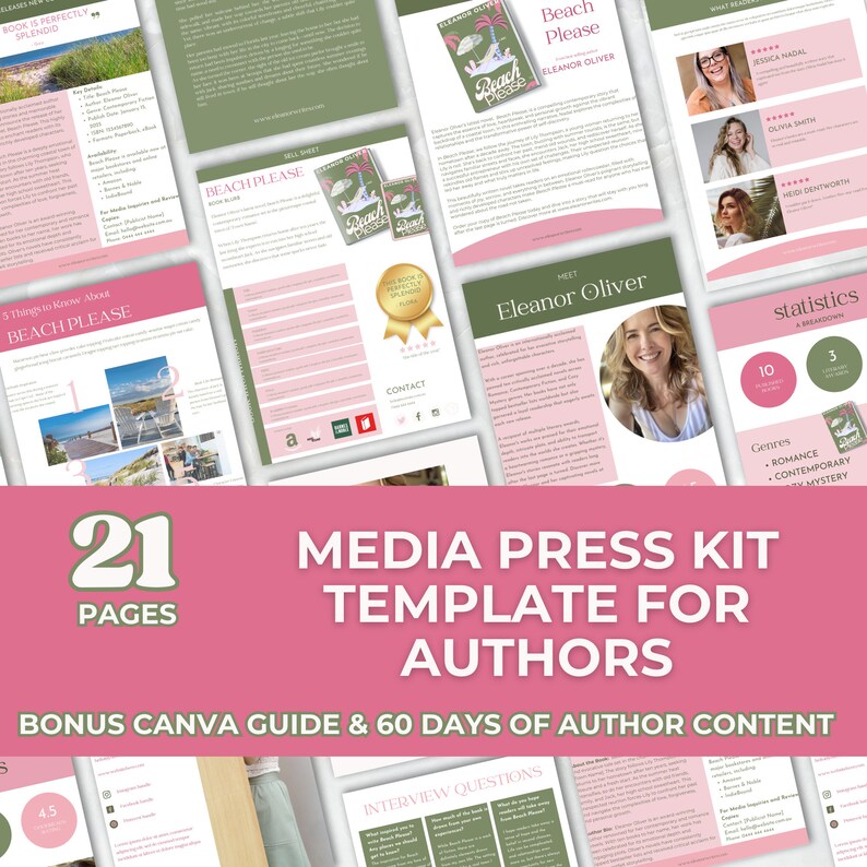 Pink Green Media Kit, Canva Template, Media Kit Template, Author Media ...