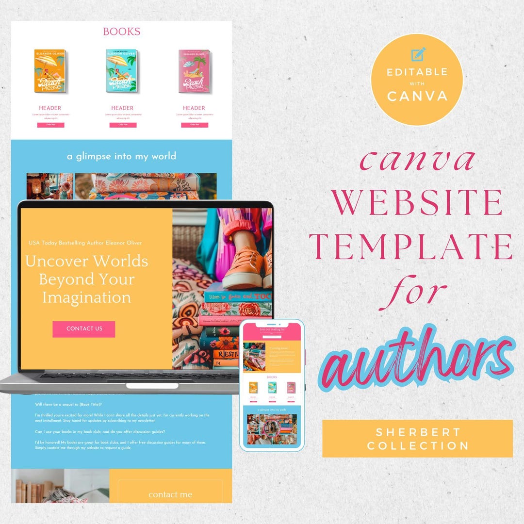 Professional Author Website Template - Canva Design for Writers ...