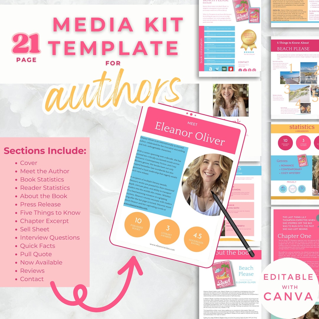 Pink Media Kit, Canva Template, Media Kit Template, Author Media Kit ...