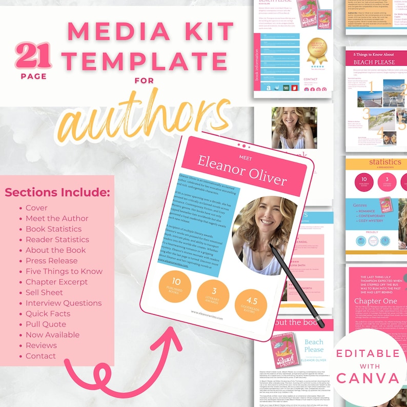 Pink Media Kit, Canva Template, Media Kit Template, Author Media Kit ...