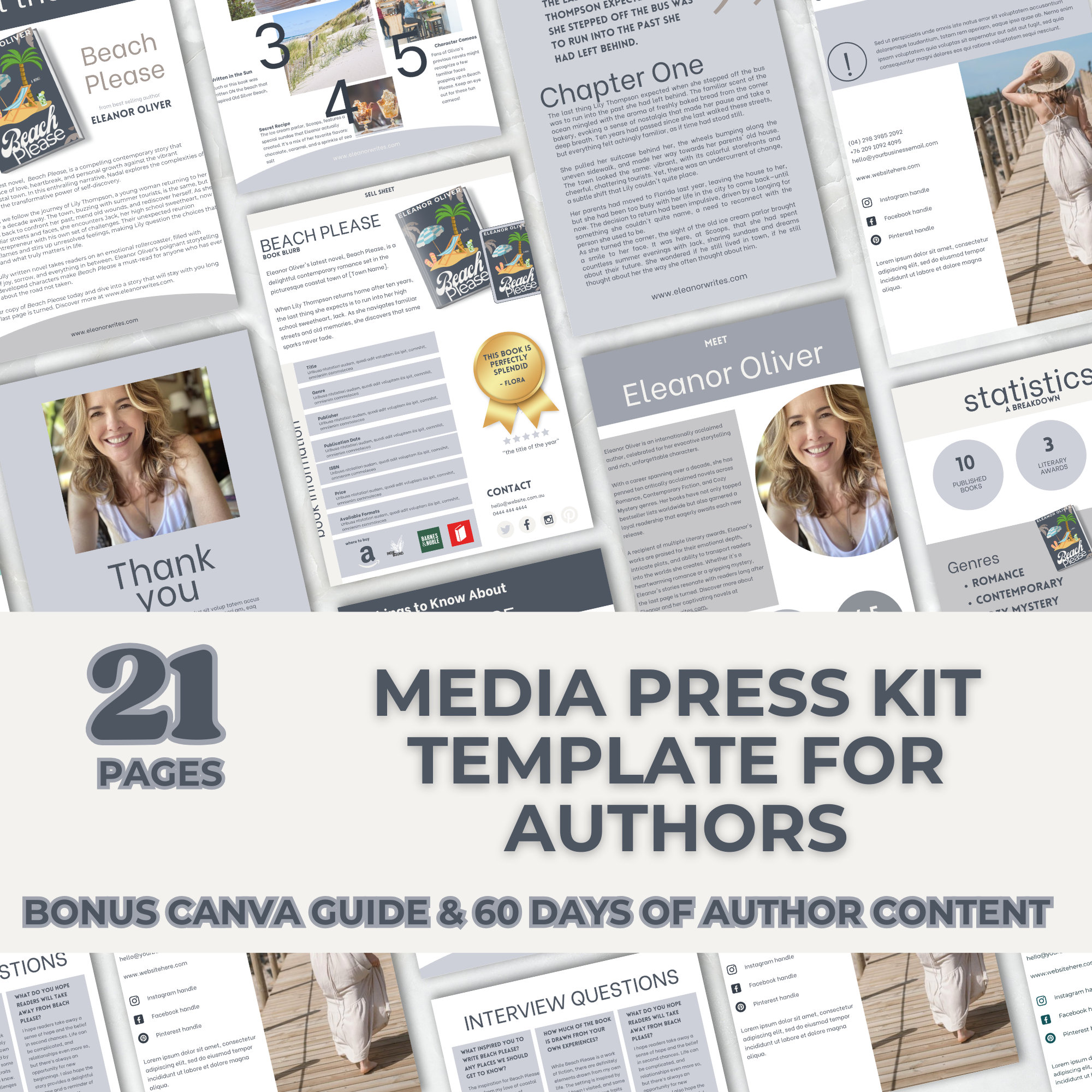 Author Media Kit, Canva Template, Media Kit Template, Author Canva ...