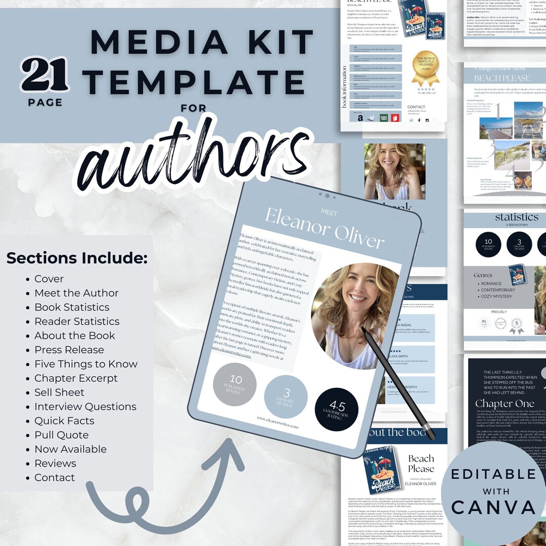 Blue Grey Media Kit, Neutral Media Kit, Media Kit Template, Author ...