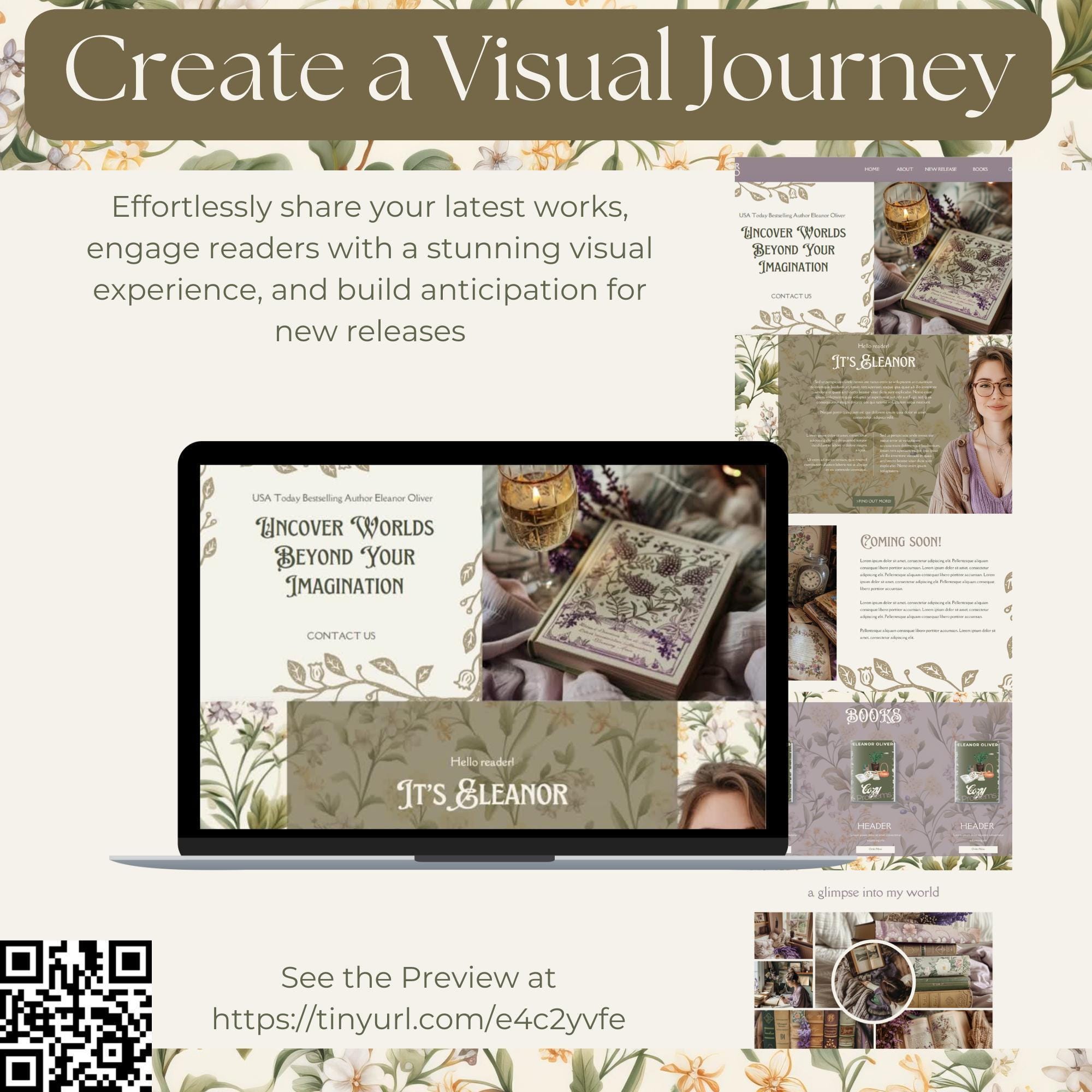 Cottagecore Author Template, Canva Website Template for Authors ...