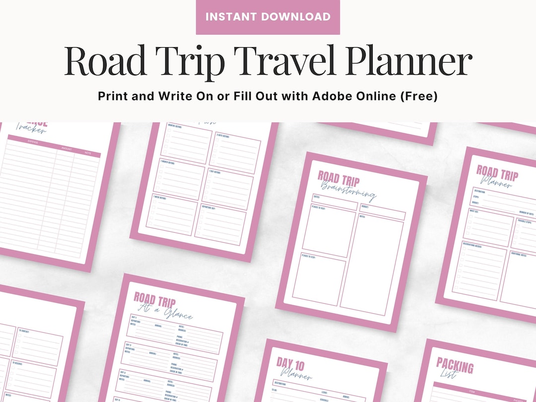 Road Trip Planner PDF | Travel Vacation Planner & Organizer | Printable ...