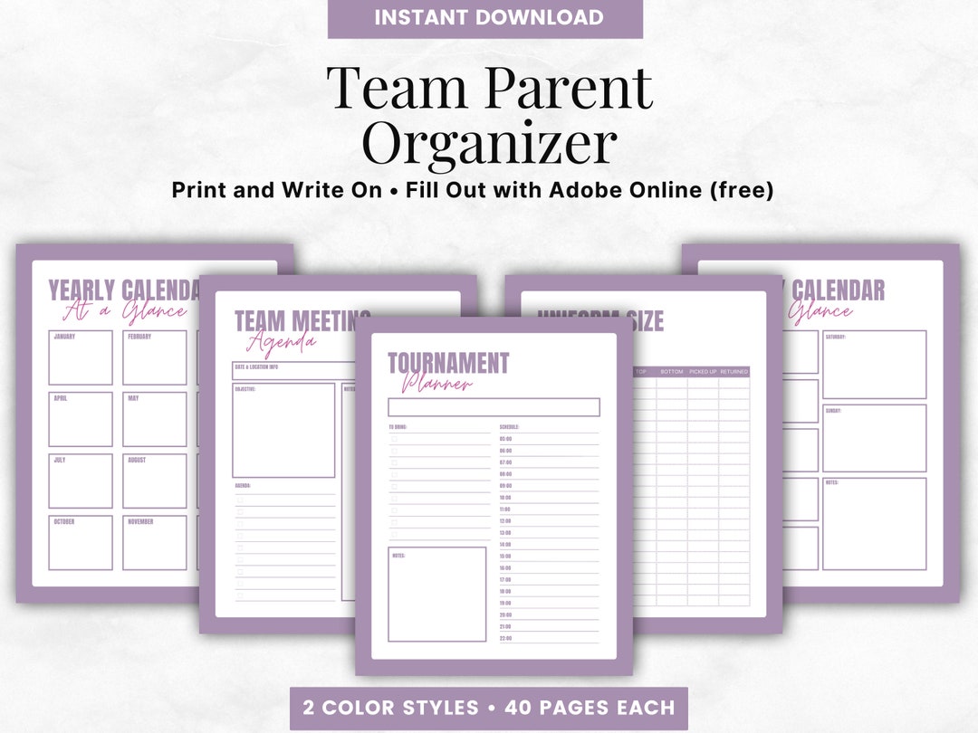 Team Parent Organizer: Printable Sports Planner (instant Download) - Etsy