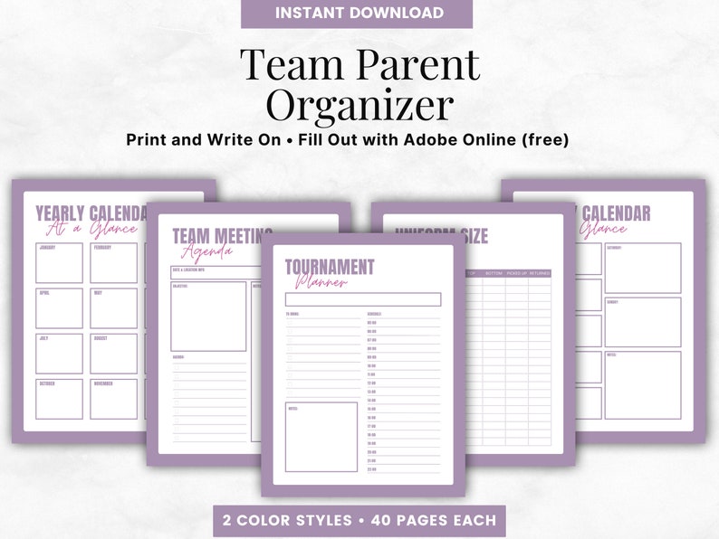 Team Parent Organizer: Printable Sports Planner (instant Download) - Etsy