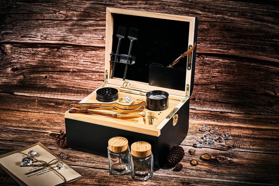 Personalized Premium Stash Box, Bamboo Storage Chest With Lock and Tray ...