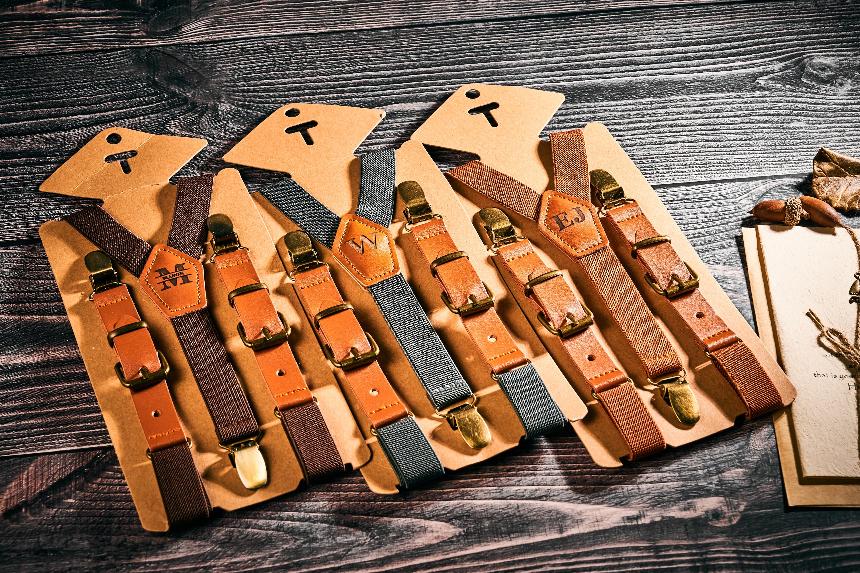 Custom Leather Suspenders for Kids, Personalized Suspender for Boys and ...