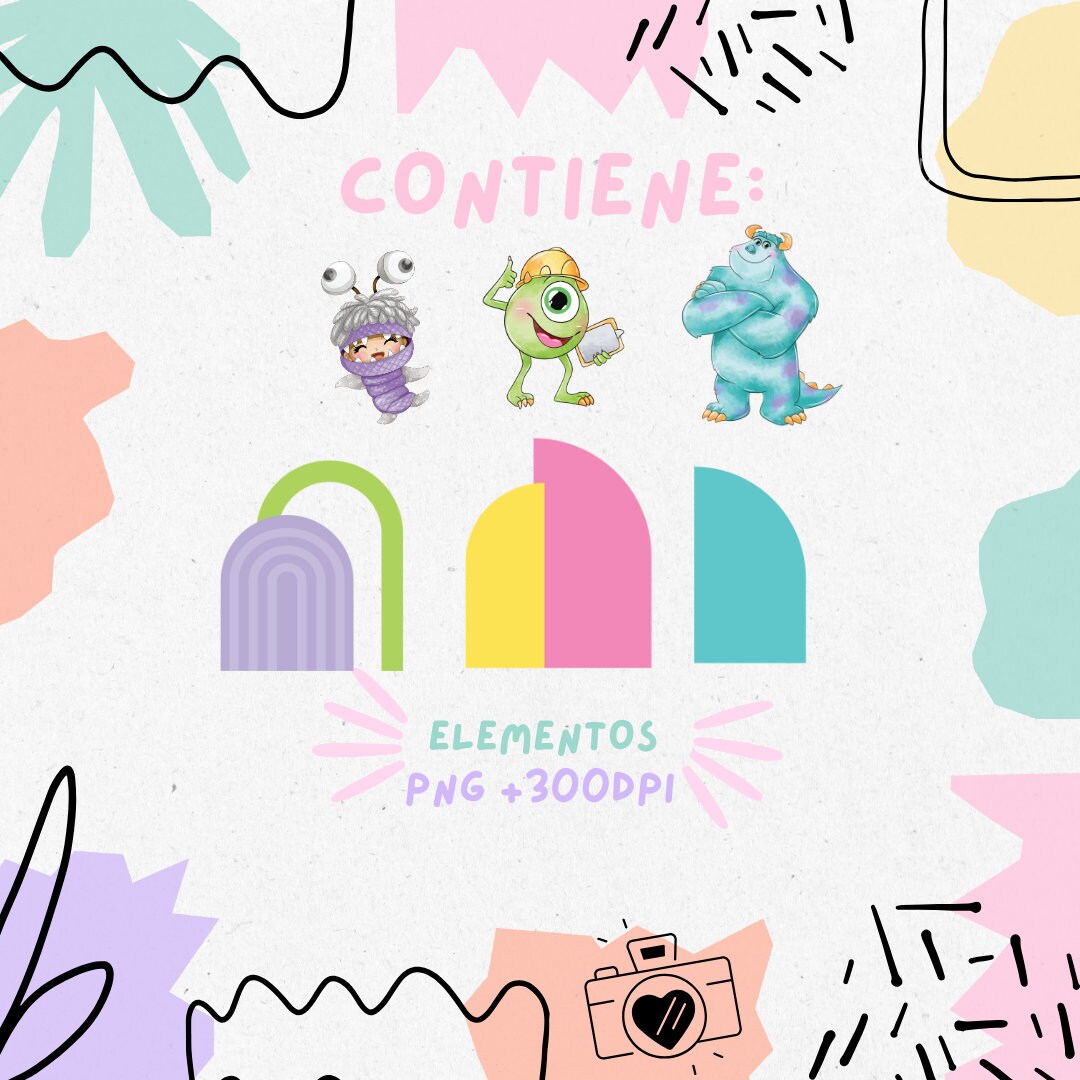 Fondos Digitales MONSTERS Inc Fondos y elementos 300 dpi por separado ...
