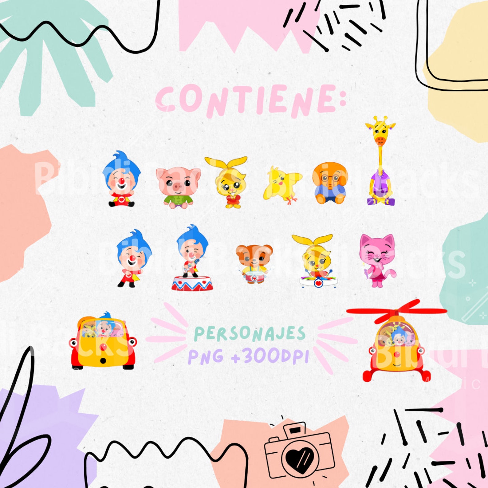 Plim Plim Digital Backgrounds (backgrounds and Characters +300 Dpi ...