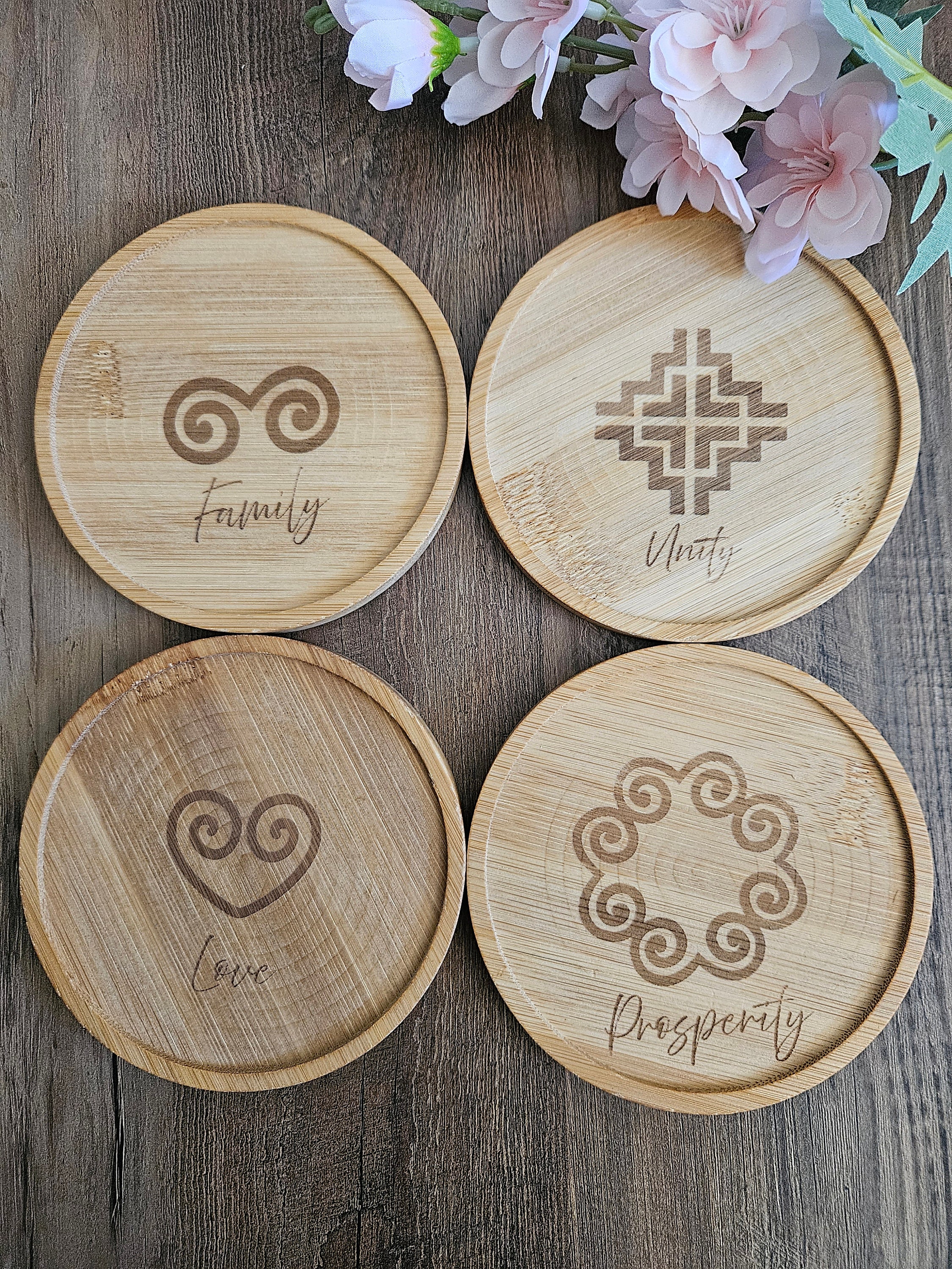 Hmong Inspired Bamboo Wood Coasters Life With Hmong Set of 4 - Etsy