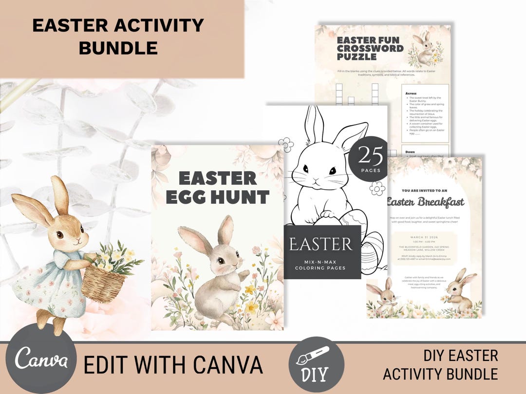 Editable Easter Activity Bundle for Kids. Instant Download. Edit in ...