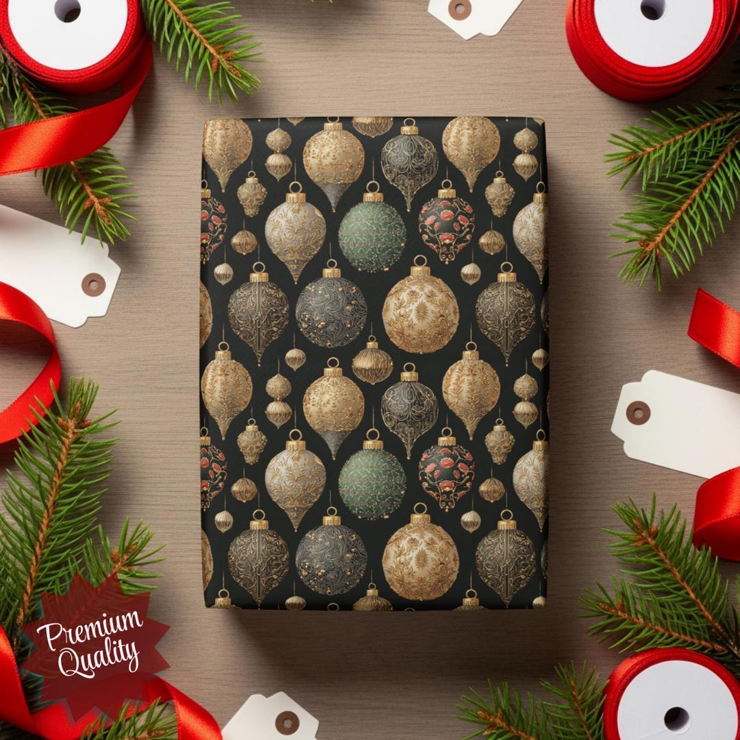 Ornate Christmas Baubles, Holiday Ornament Pattern, Elegant Holiday ...