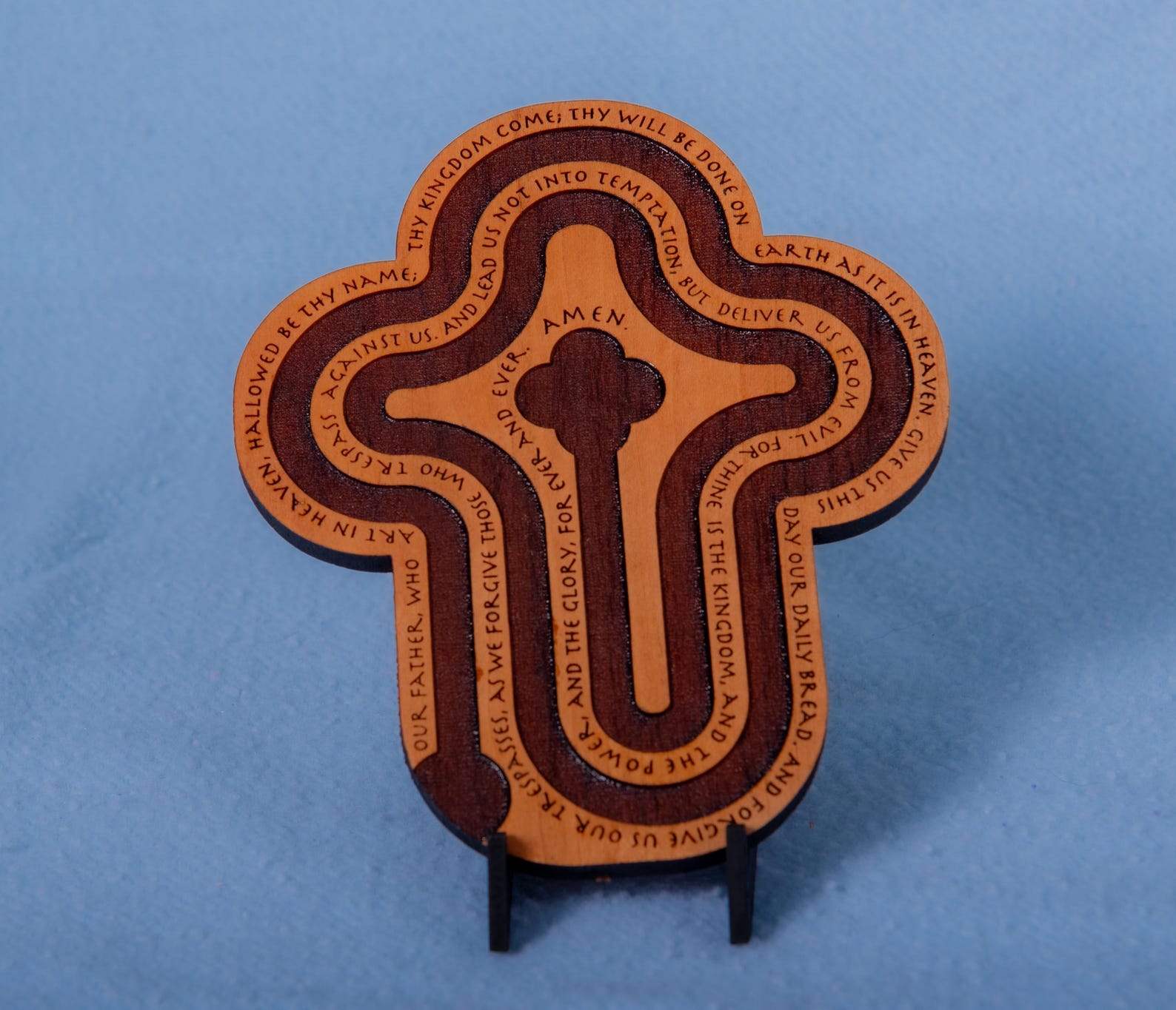 Lord's Prayer Handheld Cross Design Solid Cherry Contemplative ...