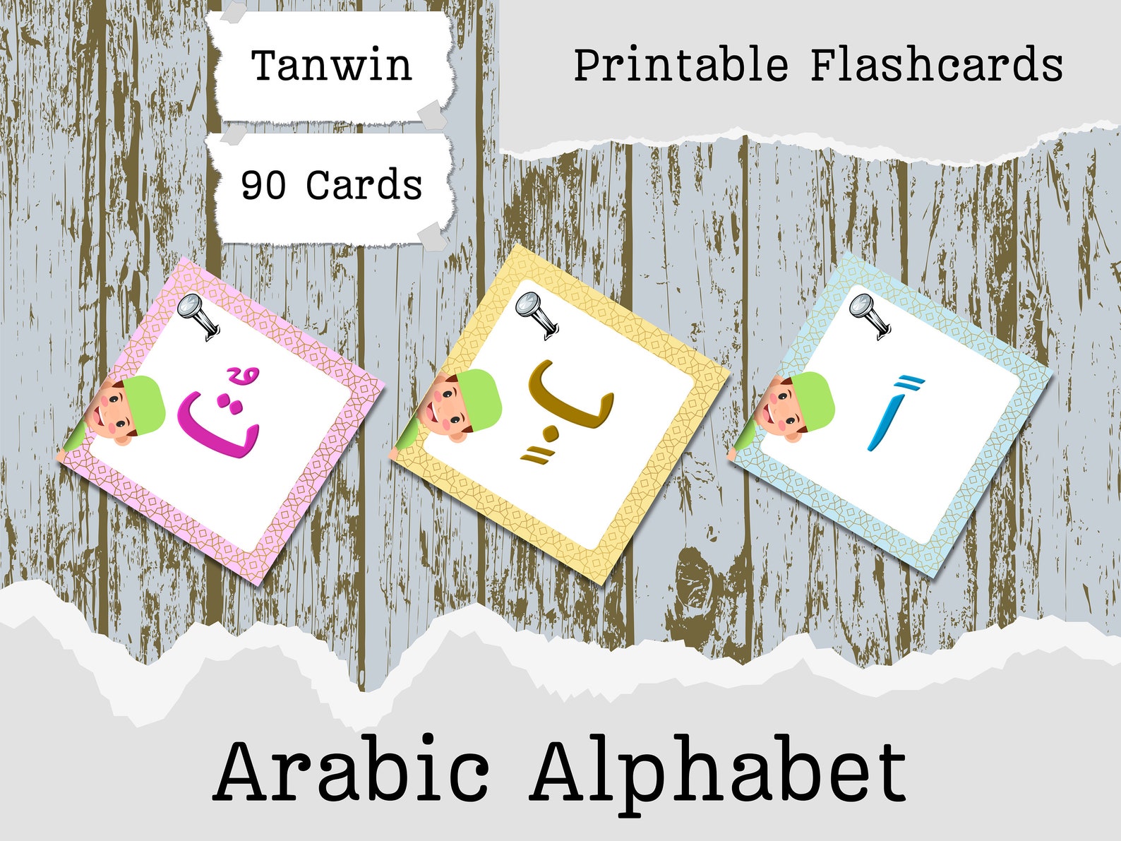 Arabic Alphabet Tanwin 90 Flashcards, Arabic Letter, Hijaiyah, Arabic ...