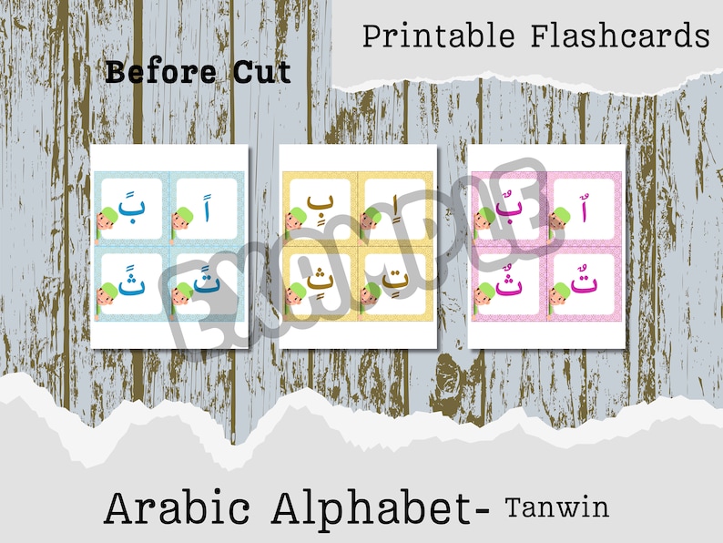 Arabic Alphabet Tanwin 90 Flashcards, Arabic Letter, Hijaiyah, Arabic ...