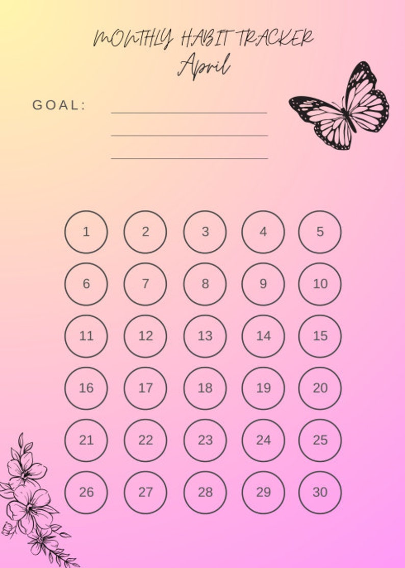 April Habit Tracker - Etsy