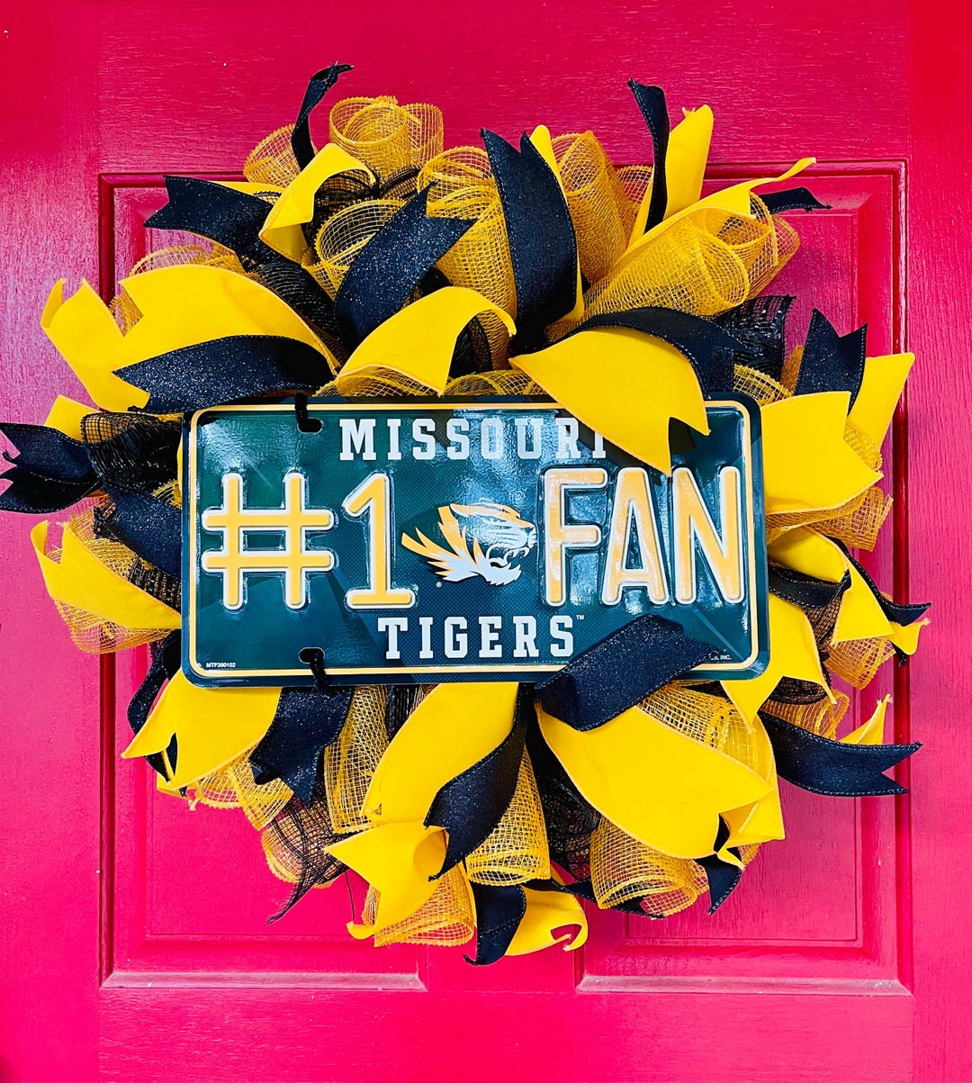 Black and Gold Wreath, Mizzou, Missouri Tiger Wreath, Tiger Stripe ...