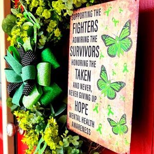 Mental Health Awareness Month Grapevine Wreath, Green, Front Door Decor ...