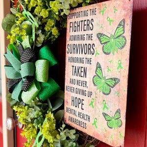 Mental Health Awareness Month Grapevine Wreath, Green, Front Door Decor ...