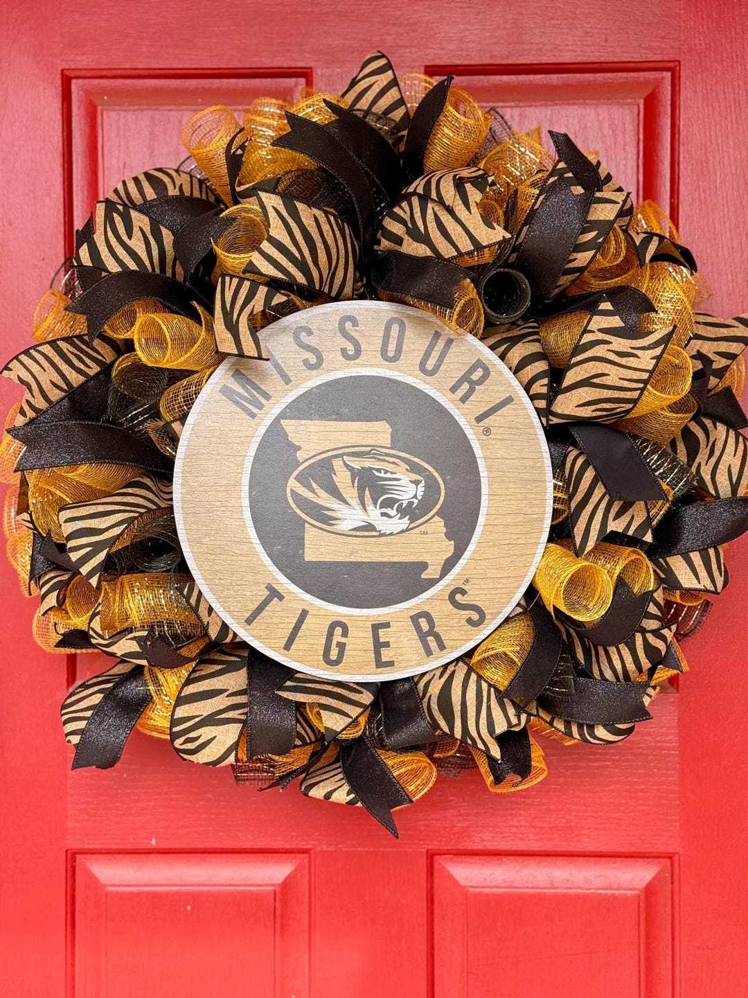 Black and Gold Wreath, Mizzou, Missouri Tiger Wreath, Tiger Stripe ...