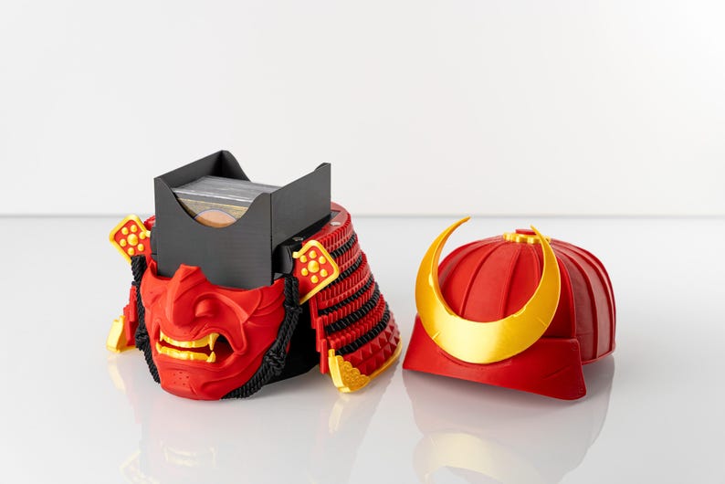 MTG Commander Deck Box – Samurai Helmet Card Holder, Oni Mask Design ...