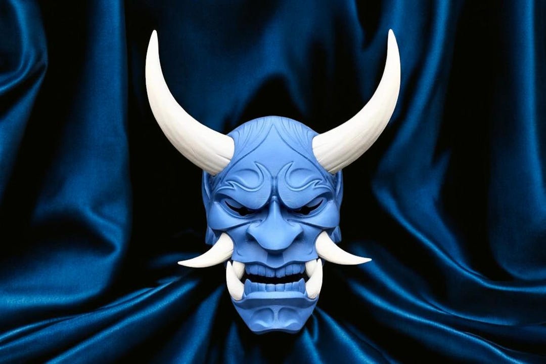 Blue Oni Demon Mask Japanese Oni Cosplay Mask for Halloween, Festivals ...