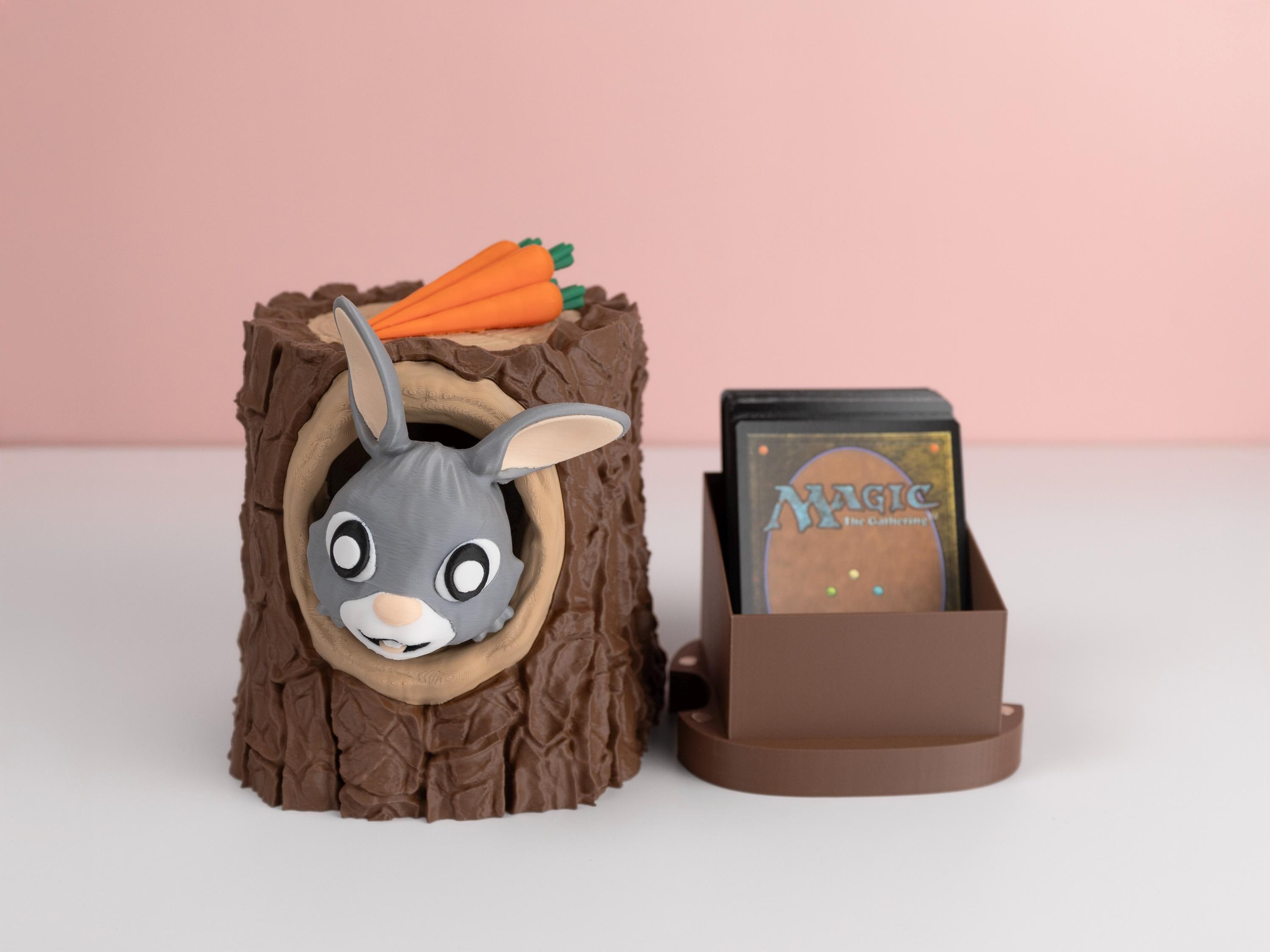 Rabbit Deck Box | Tree Stump Design | MTG Commander Card Holder ...