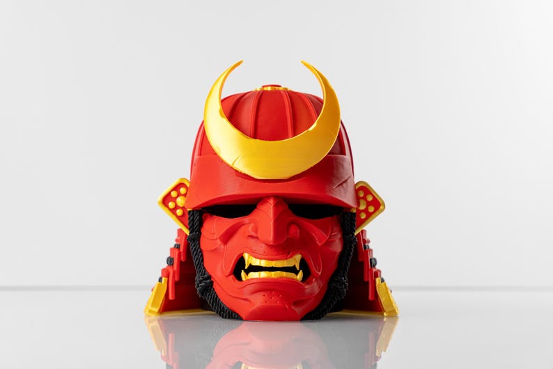 MTG Commander Deck Box – Samurai Helmet Card Holder, Oni Mask Design ...