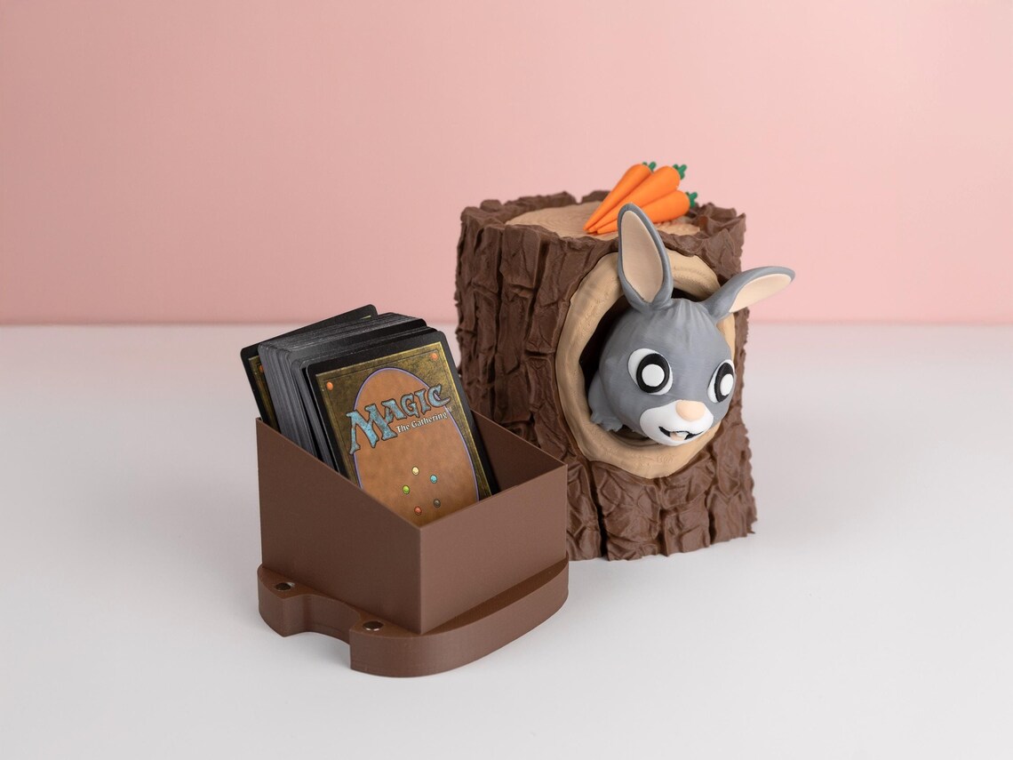 Rabbit Deck Box | Tree Stump Design | MTG Commander Card Holder ...