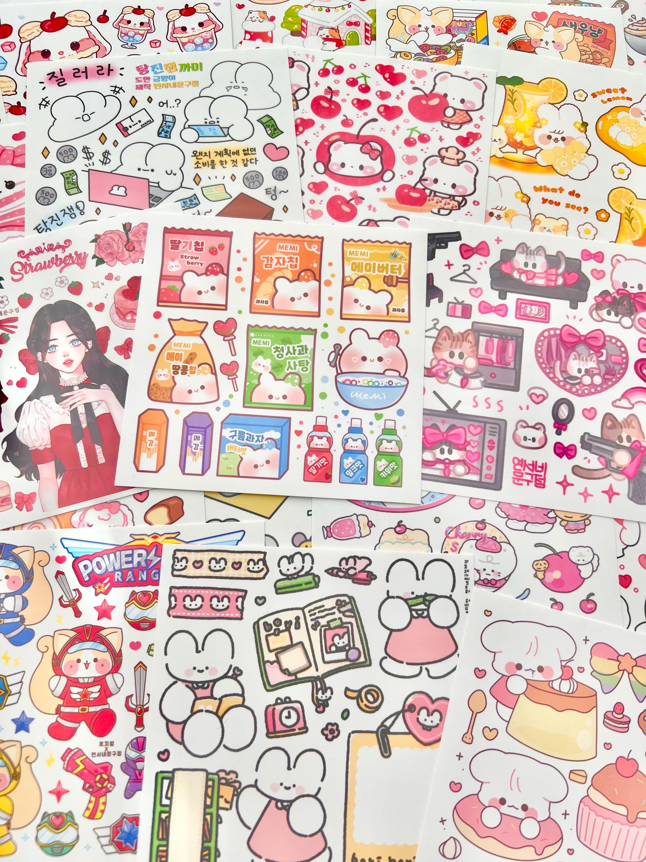10 Random Uncut Korean Sticker Sheets - Kawaii Stickers - Deco ...