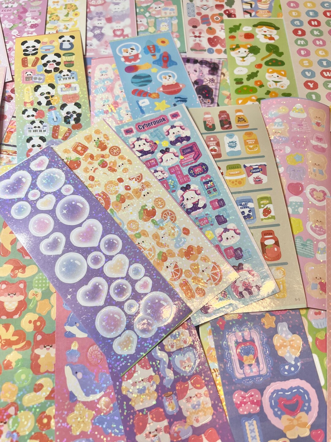 20 Random Sticker Pack Sticker Sheets Holographic Cute Korean Sticker ...