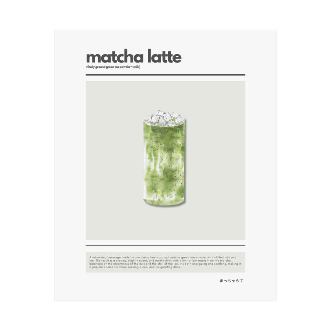 Matcha Poster Cafe Art Iced Matcha Art Iced Matcha Latte Poster Matcha ...