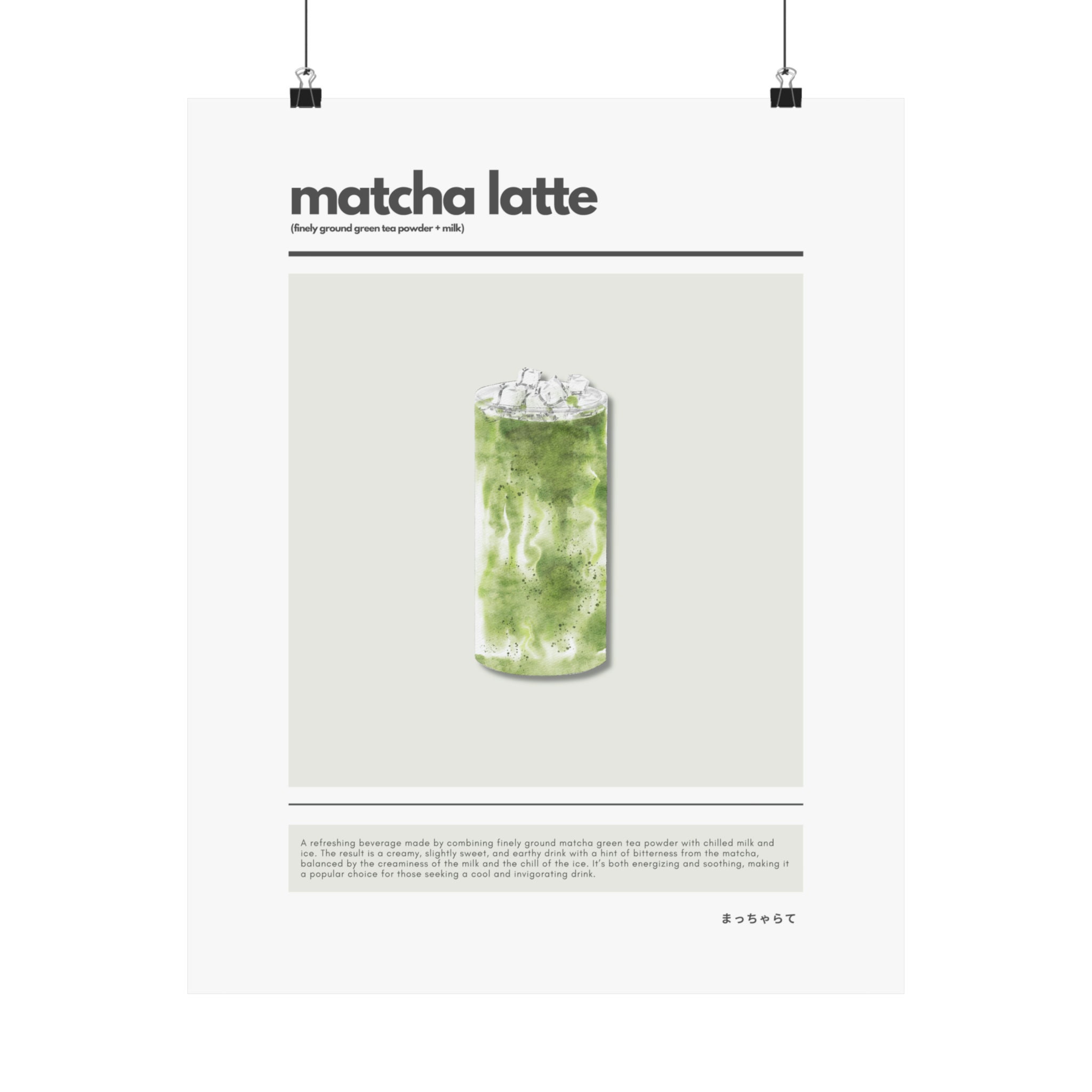Matcha Poster Cafe Art Iced Matcha Art Iced Matcha Latte Poster Matcha ...