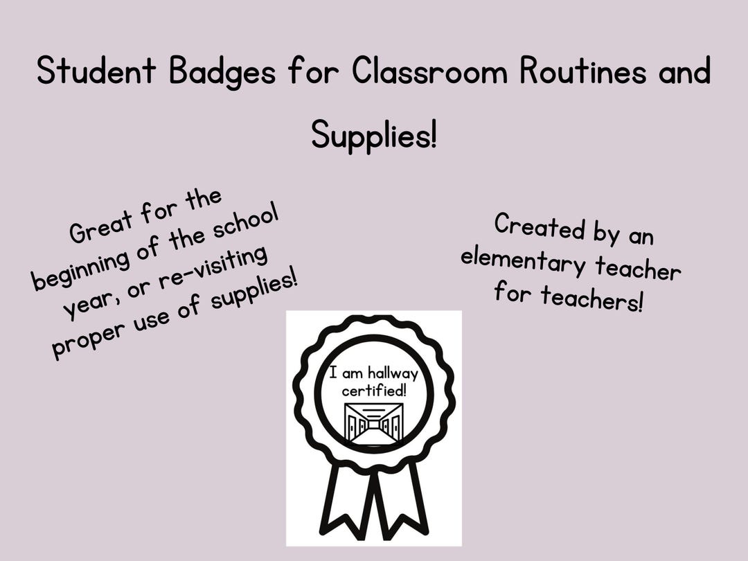 Student Reward Badges for School Routines and Supples Printable PDF - Etsy