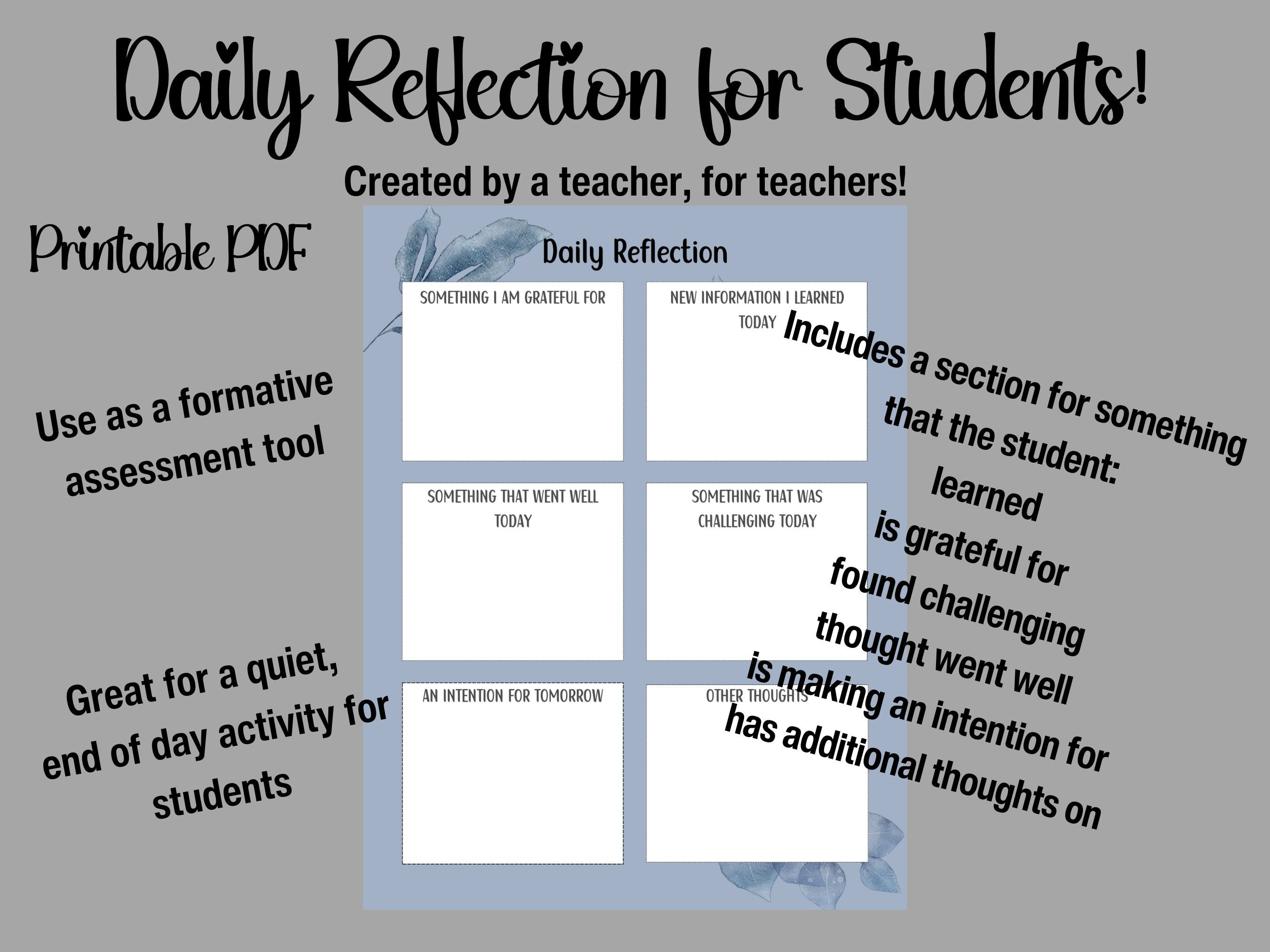 Daily Reflection for Students - Etsy