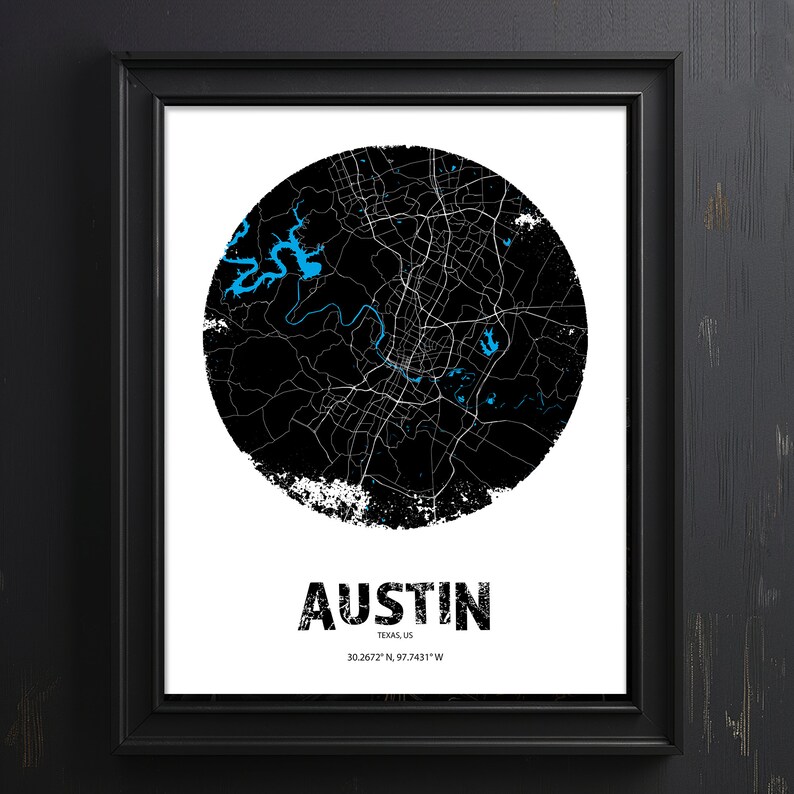 Austin, Minimalist Map, Austin Print, Austin Map Poster, Austin, Modern ...