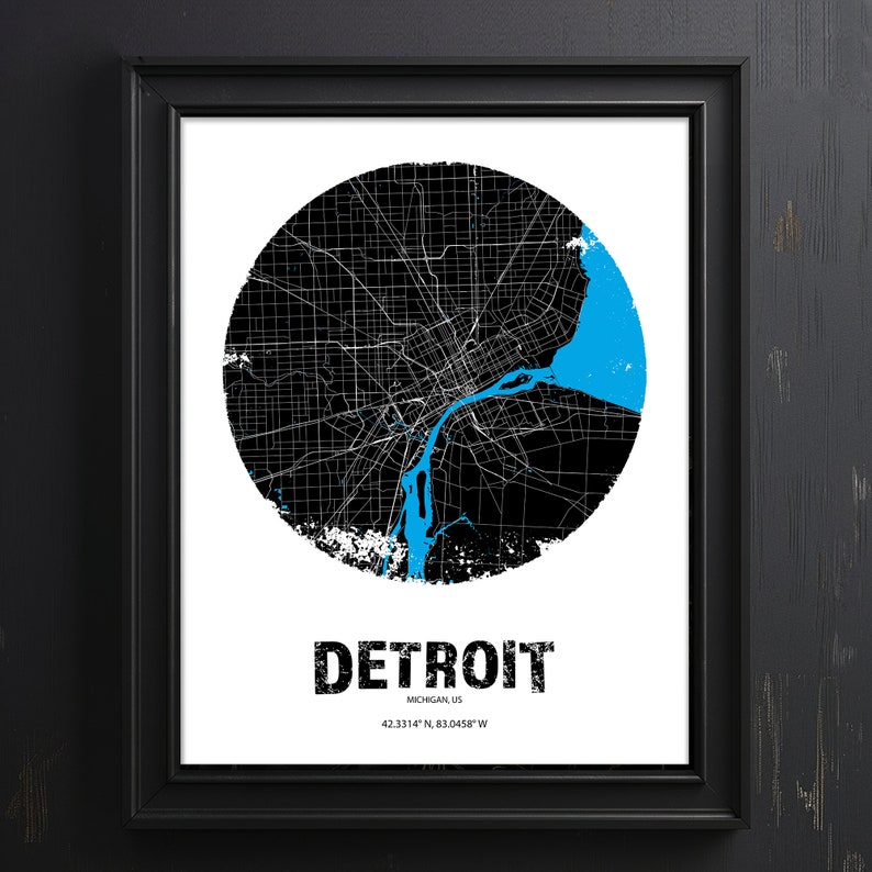 Detroit Map, Minimalist Map, Detroit Print, Detroit Map Poster, Detroit ...