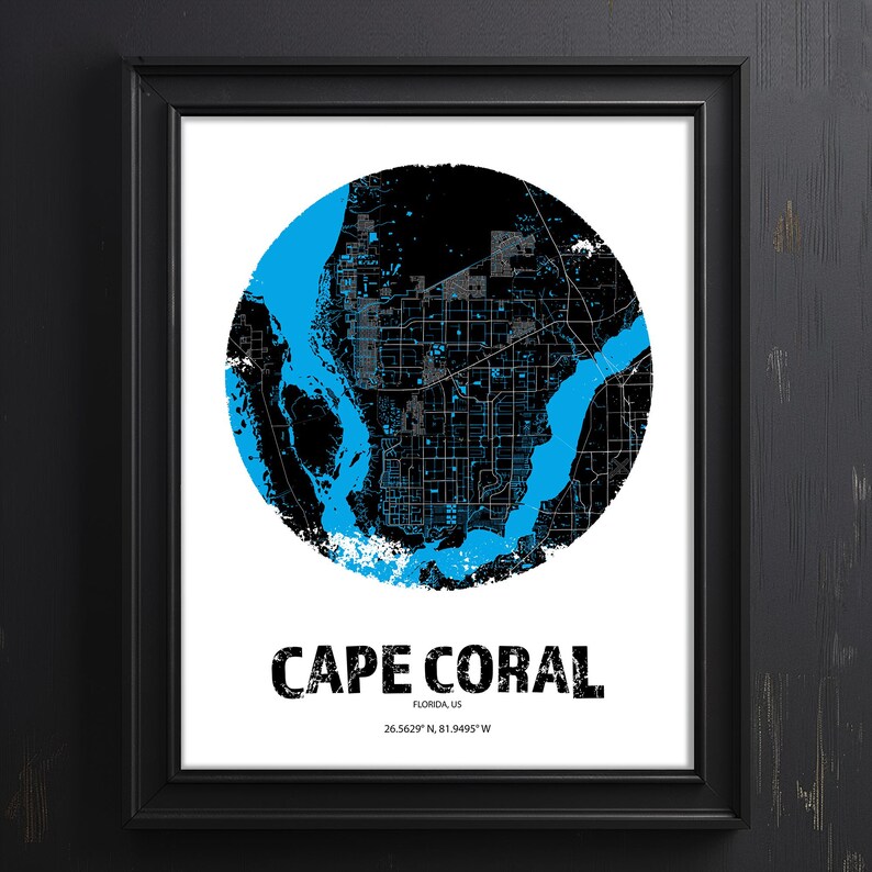 Cape Coral Map, Minimalist Map, Cape Coral Digital Download, Cape Coral ...