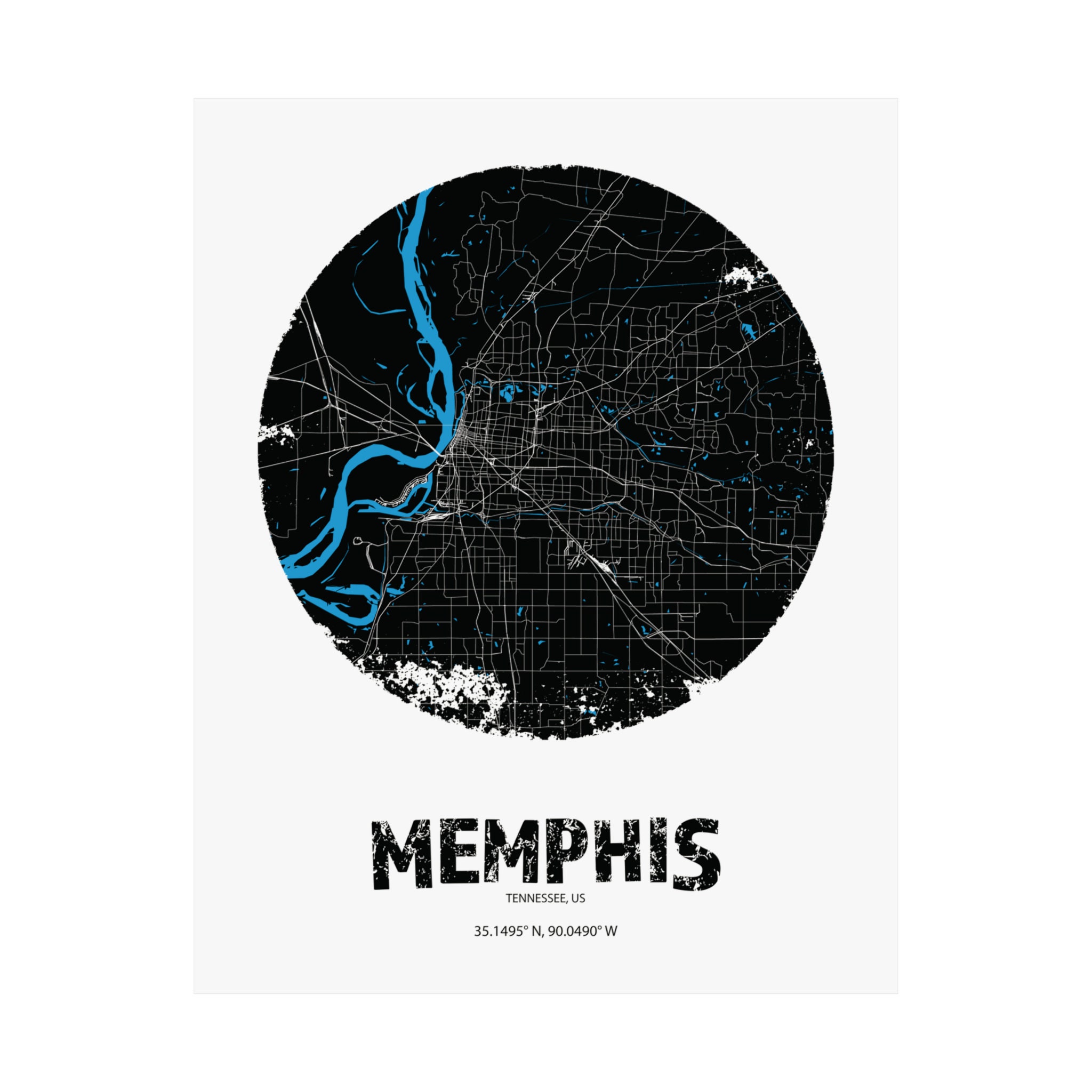 Memphis Map, Minimalist Map, Memphis Print, Memphis Map Poster, Memphis ...