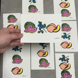 Peach Art, Peach Poster, Block Print Peach Mini Art | Peaches Linocut ...
