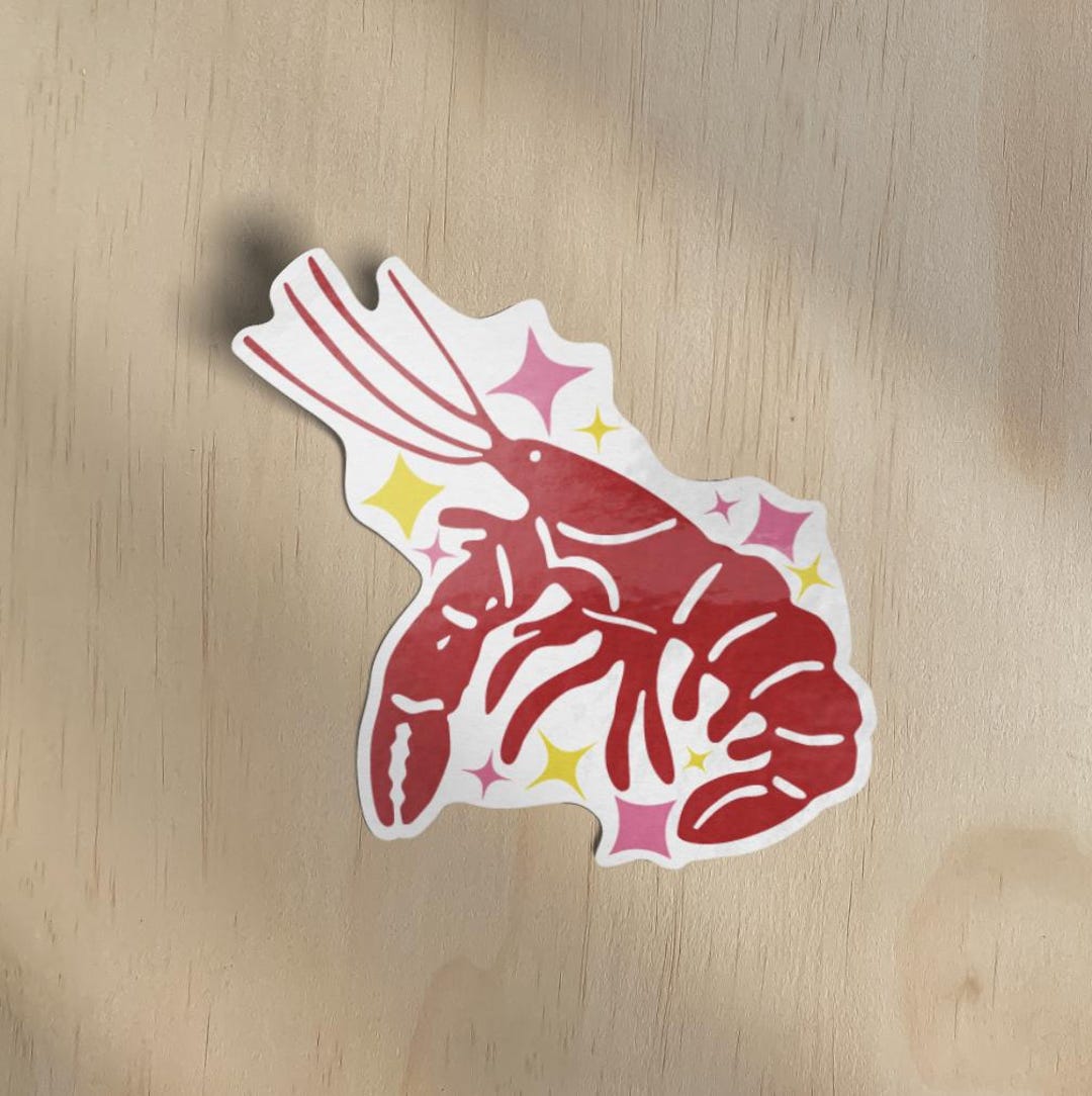 Crawfish Sticker | Block Print Crawfish New Orleans Design Sticker ...