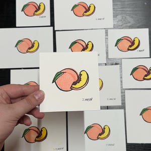 Peach Art, Peach Poster, Block Print Peach Mini Art | Peaches Linocut ...
